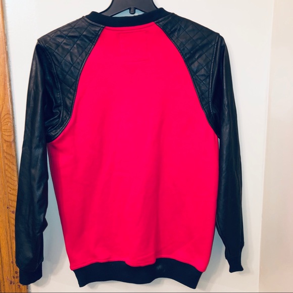 smoke free | Shirts | Smoke Rise Leather Sleeved Sweatshirt | Poshmark